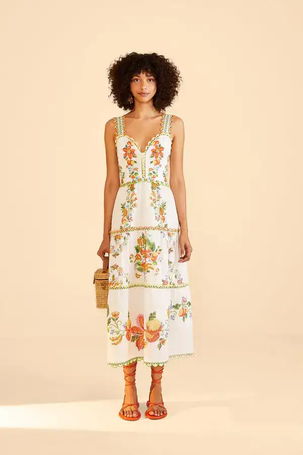 farm rio cotton mixed tropical midi dress Farm Rio Tropical Graphic Sleeveless Maxi Dress