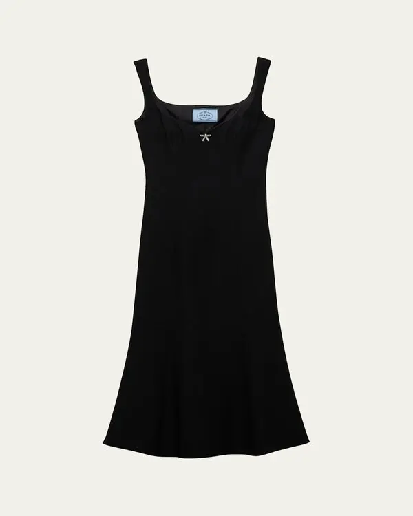 Prada Bow Cady Midi Dress - Nero
