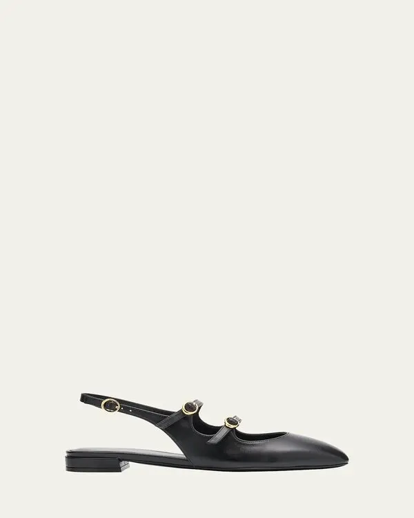 STUART WEITZMAN Benni Leather Ballerina Flats - Black