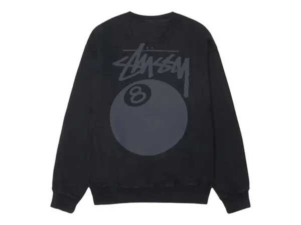 StÜssy 8 Ball Pigment Dyed Crew - Black