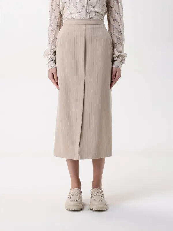 Twinset Midi Skirt In Beige 50% Off Editorialist