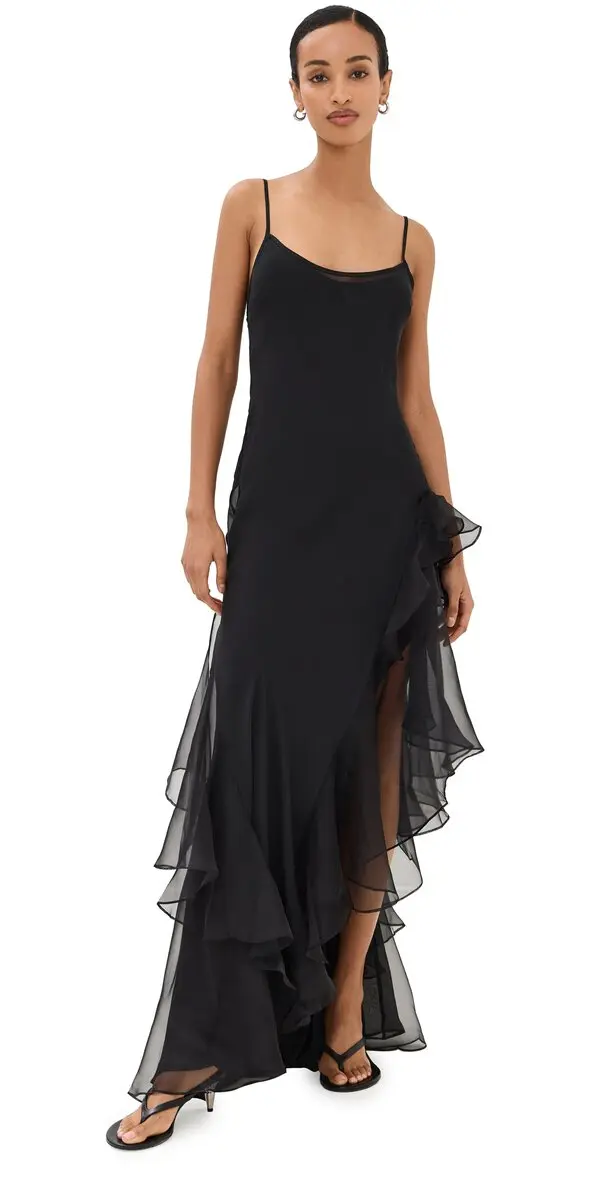 sir organza dress Sir. Sage Flounce Gown In Black - 40% Off