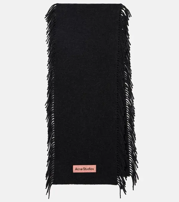 Acne Studios Fringed Wool Scarf - Black