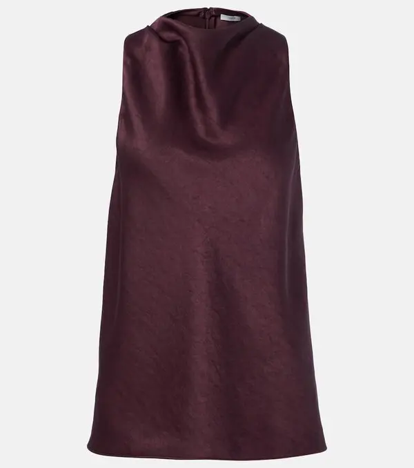 Vince Draped Satin Top - Burgundy