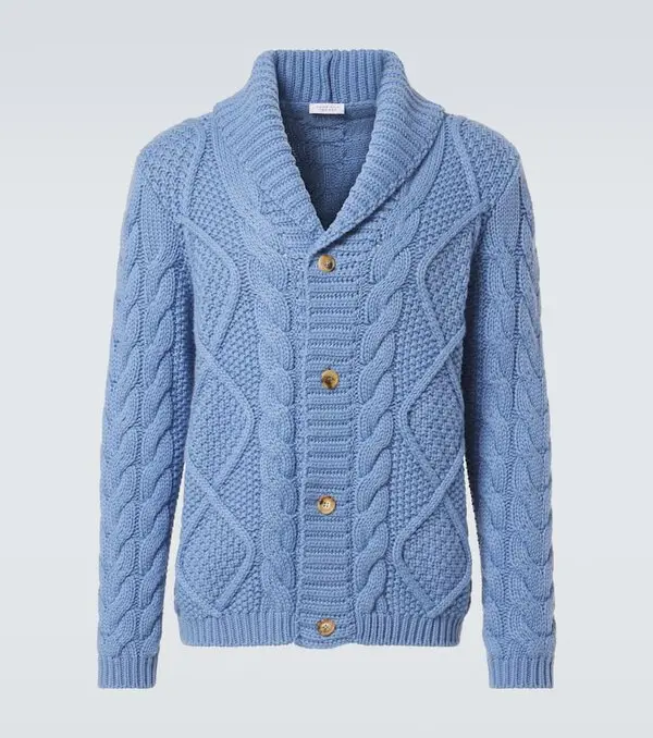 Gabriela Hearst Cable-Knit Cashmere Cardigan In Blue 20% Off