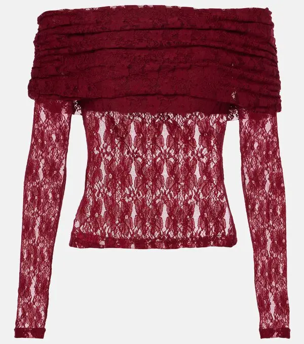 Remain Birger Christensen Ruched Floral Lace Top