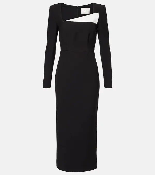 Roland Mouret Paneled Crêpe Midi Dress - Black