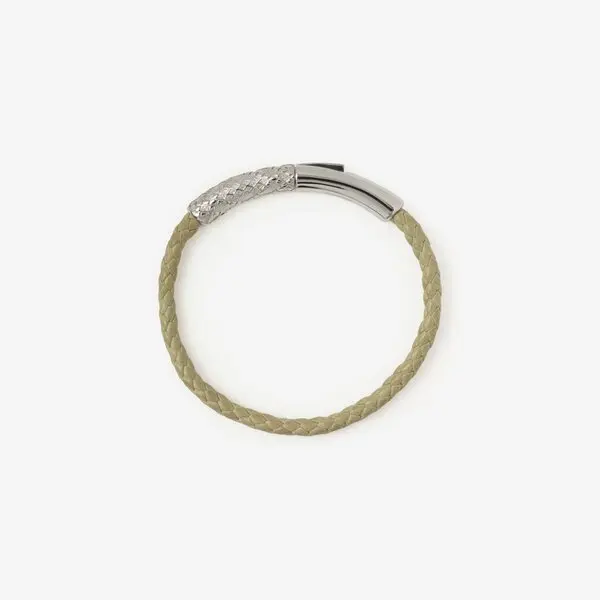 Burberry Leather Check Bracelet - Silver/artichoke