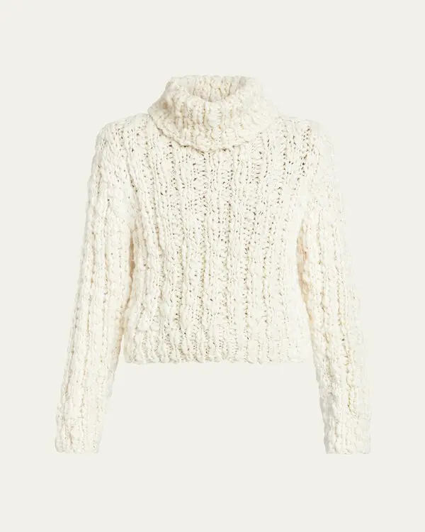Chloé Cloudy Wool Turtleneck Sweater - White