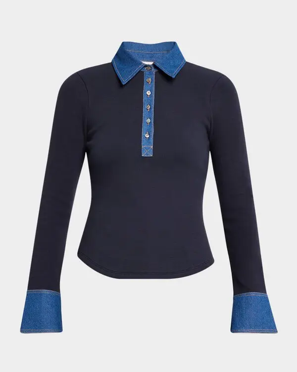 Cinq À Sept Jaden Denim Knit Top