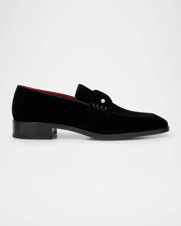 CHRISTIAN LOUBOUTIN Chambelimoc Night Strass Velvet Loafers - Black Lin