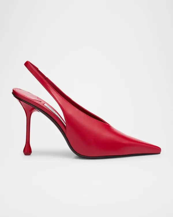 JIMMY CHOO Isa Leather Slingback Pumps - Ruby Red