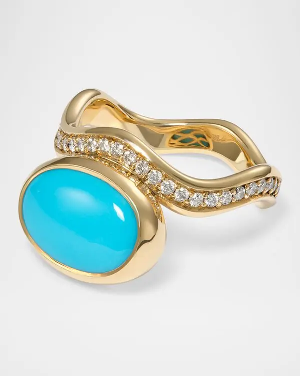 JAMIE TURNER Aurora 18k Yellow Gold And Diamond Ring - Turquoise