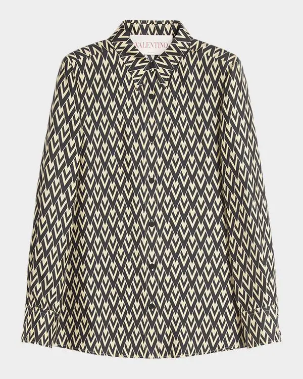 Valentino Garavani Toute La V Twill Shirt - Black Cream