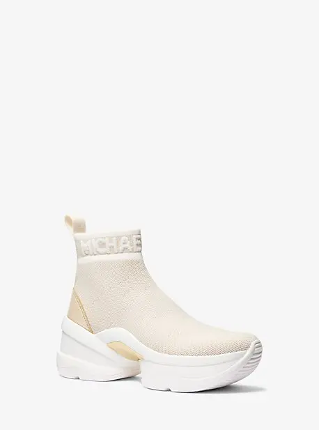 Michael Kors Olympia Extreme Metallic Knit Sneakers - Gold