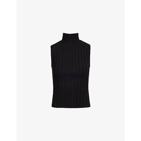 REFORMATION Maison Ribbed High-neck Top - Black