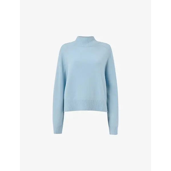 Whistles Funnel-neck Relaxed-fit Wool Jumper - Pale Blue