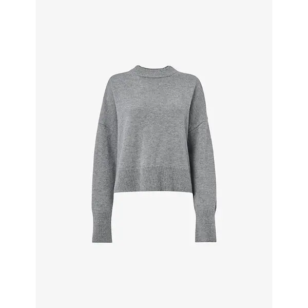Whistles Wool And Cashmere-blend Jumper With Split-back Design - Grey