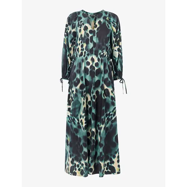 Whistles Leopard-print Woven Midi Dress - Multi-coloured