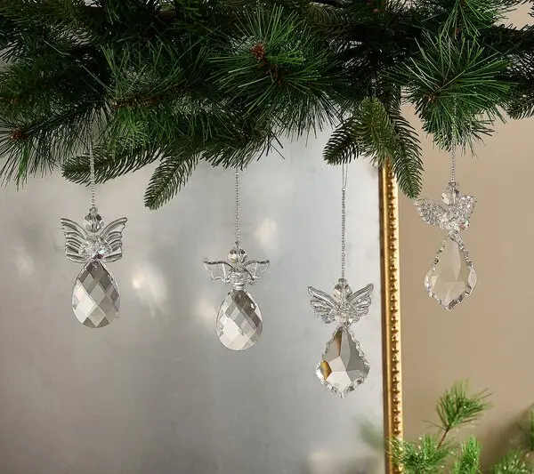 VALERIE PARR HILL As Is Set Of 4 Faceted Glass Angel Ornaments Valerie