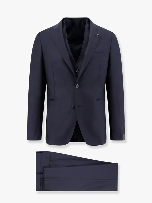Tagliatore Virgin Wool Suit With Vest - Blue