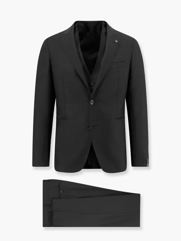 Tagliatore Virgin Wool Suit With Vest - Black