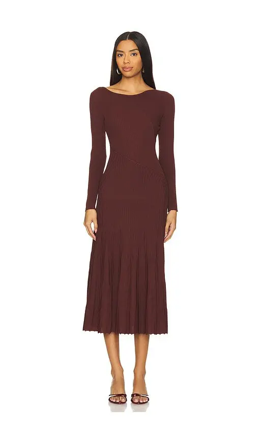 Line & Dot Chera Pleated Ribbed Midi Dress