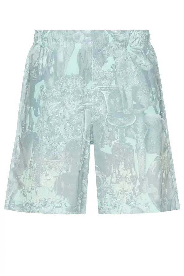 Givenchy Logo Embroidery Swim Shorts In Light Grey - Prussian Blue & Grey