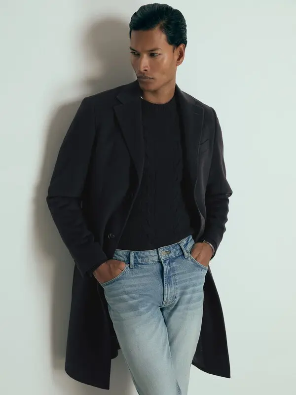 REISS Tycho Atelier Cashmere Overcoat - Navy