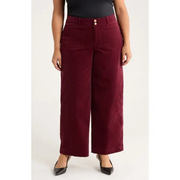 Wit & Wisdom Wide-leg Corduroy Pants - Plum