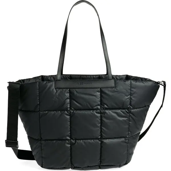VEECOLLECTIVE Porter Basque Quilted Recycled Nylon Tote - Black