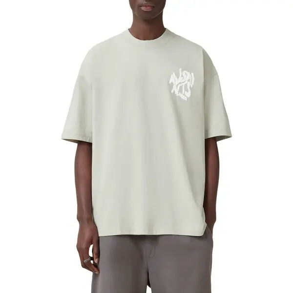 All Saints Orlando Logo Oversize Graphic T-shirt - Slate Green
