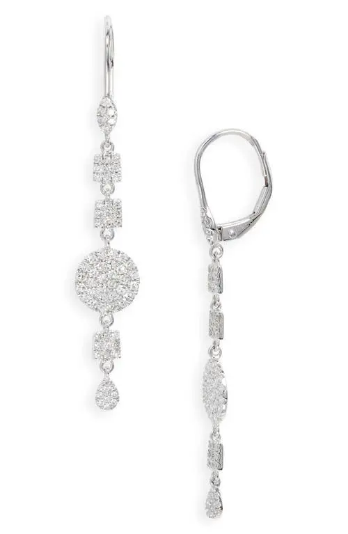 Meira T Diamond Disc Linear Drop Earrings