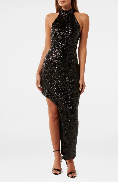 navy blue dress for baby girl Sleeveless Sequin Midi Asymmetric Dress | Fit and FlareAsymmetrical main image 0