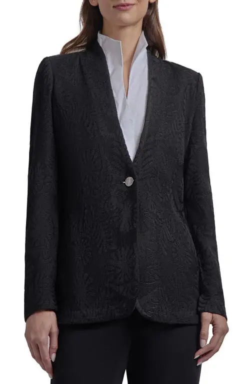 Misook Heritage Fit One-button Jacquard Knit Jacket