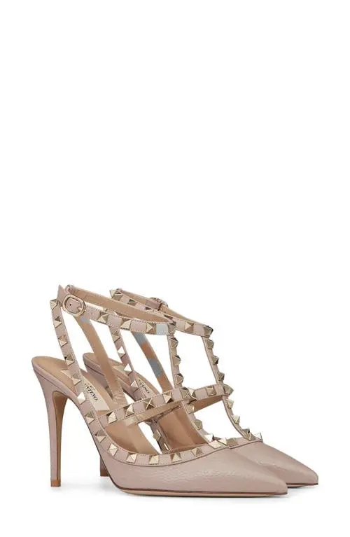Valentino Garavani Rockstud Pointed Toe Pumps - Poudre
