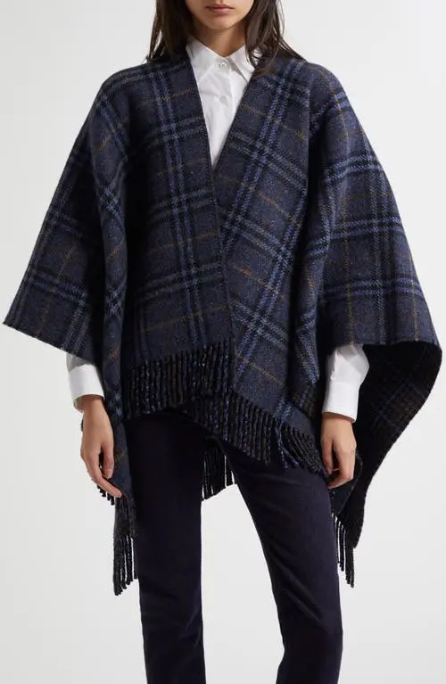 Burberry Houndstooth Check Cashmere & Wool Cape
