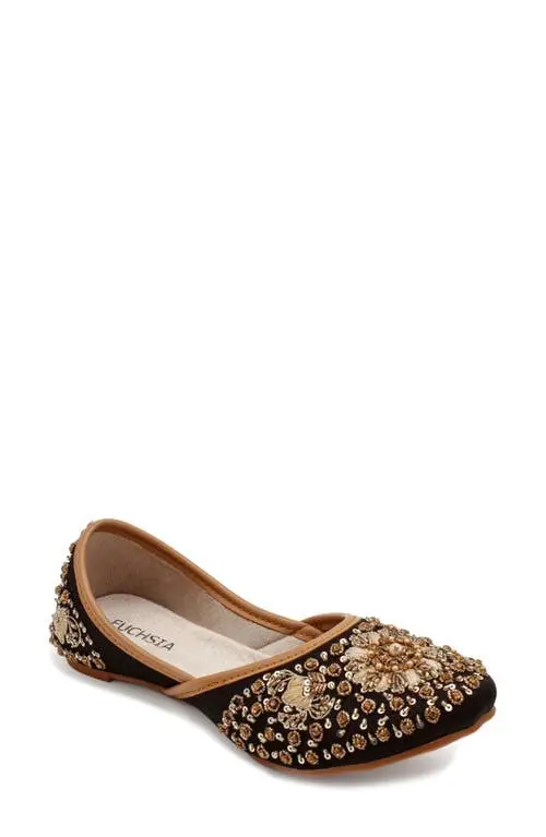 FUCHSIA Midnight Glamour Embroidered Jutti Flat