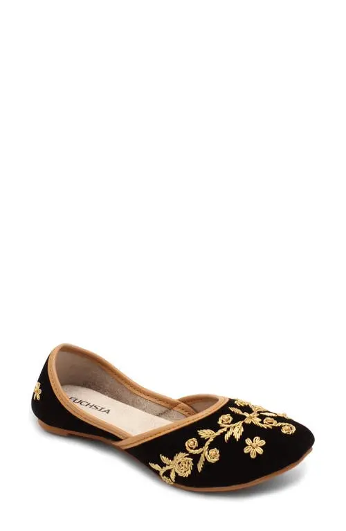 FUCHSIA Marina Embroidered Flat