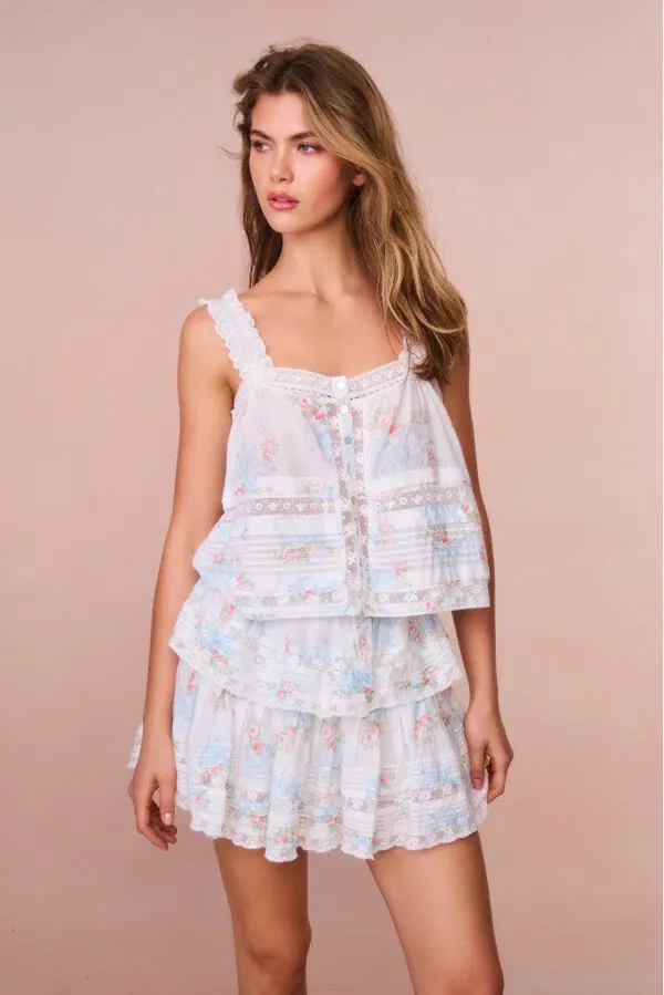 Loveshackfancy Ruffle Mini Rosa Beaux Skirt - Blue | Editorialist