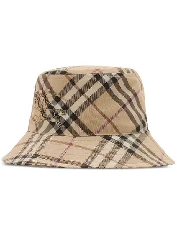Burberry Checked Bucket Hat - Neutrals