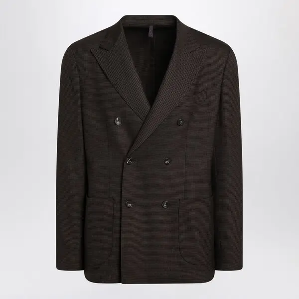 SANTANIELLO Double Breasted Checked Jacket - Brown