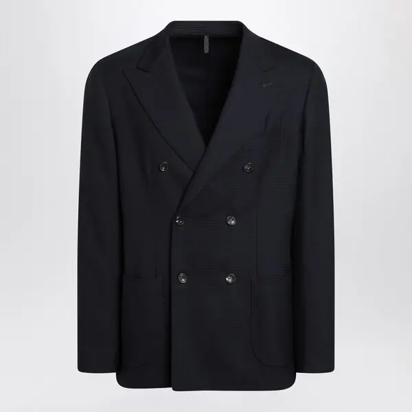 SANTANIELLO Checked Double Breasted Jacket - Blue