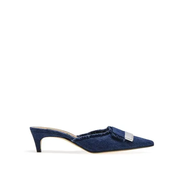 SERGIO ROSSI Denim Effect Mules