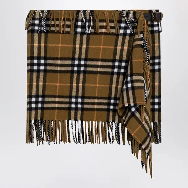 Burberry Check Pattern Wool And Cashmere Scarf Skirt In Multicolor
