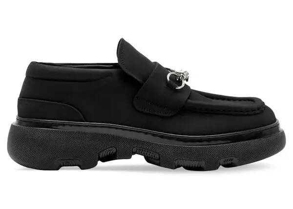 Burberry Nubuck Creeper Clamp Loafers - Black