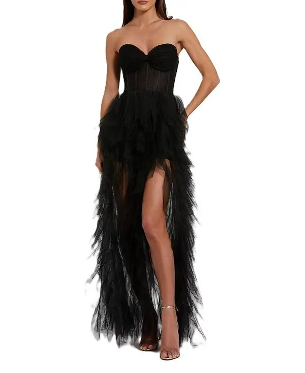Mac Duggal Ieena Collection Strapless Bustier Gown - Black