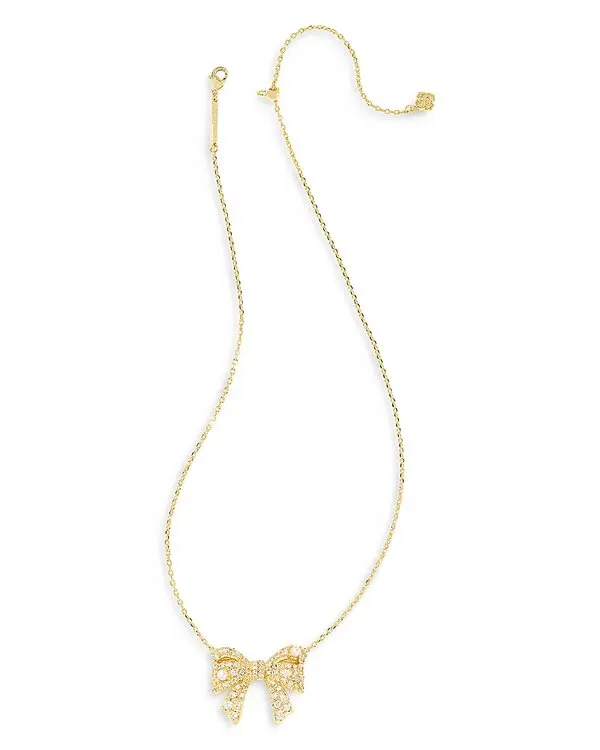 Kendra Scott Krista Cubic Zirconia & Cultured Freshwater Pearl Bow Pendant Necklace - Gold