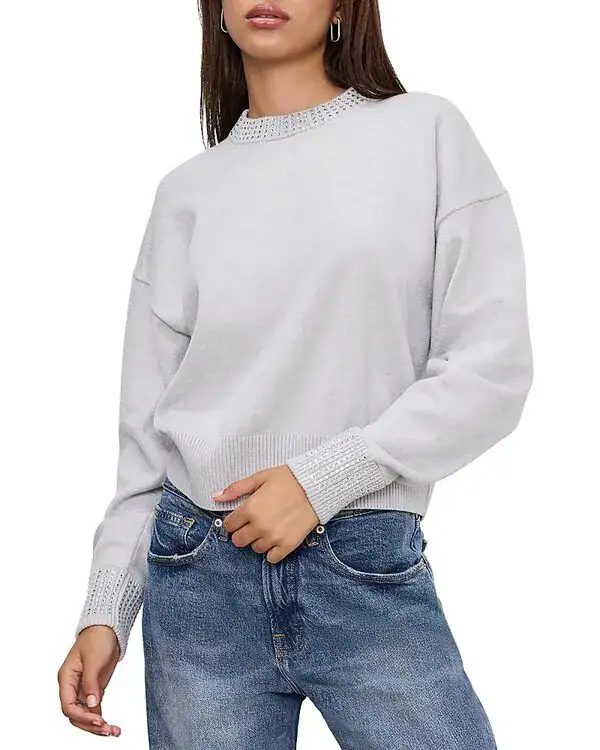 Good American Crystal Crewneck Sweatshirt In Hg 76% Off