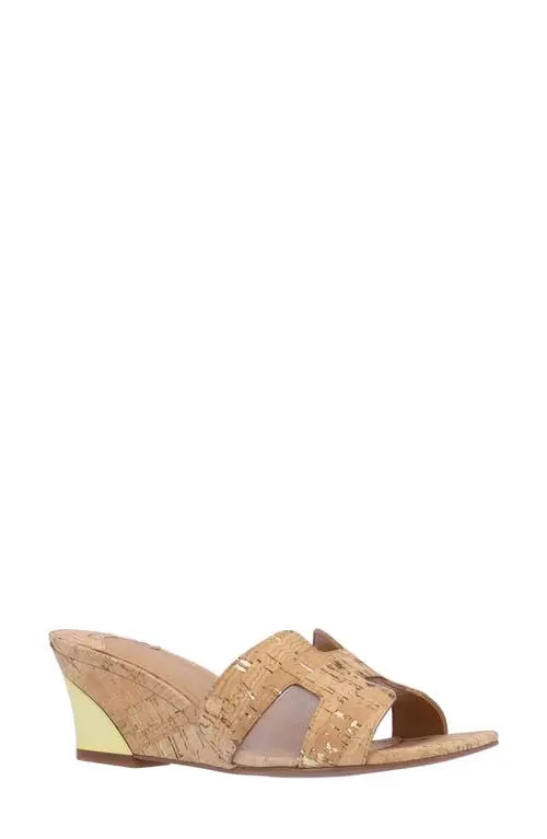 J. Reneé Zahra Wedge Slide Sandal - Natural/ Gold